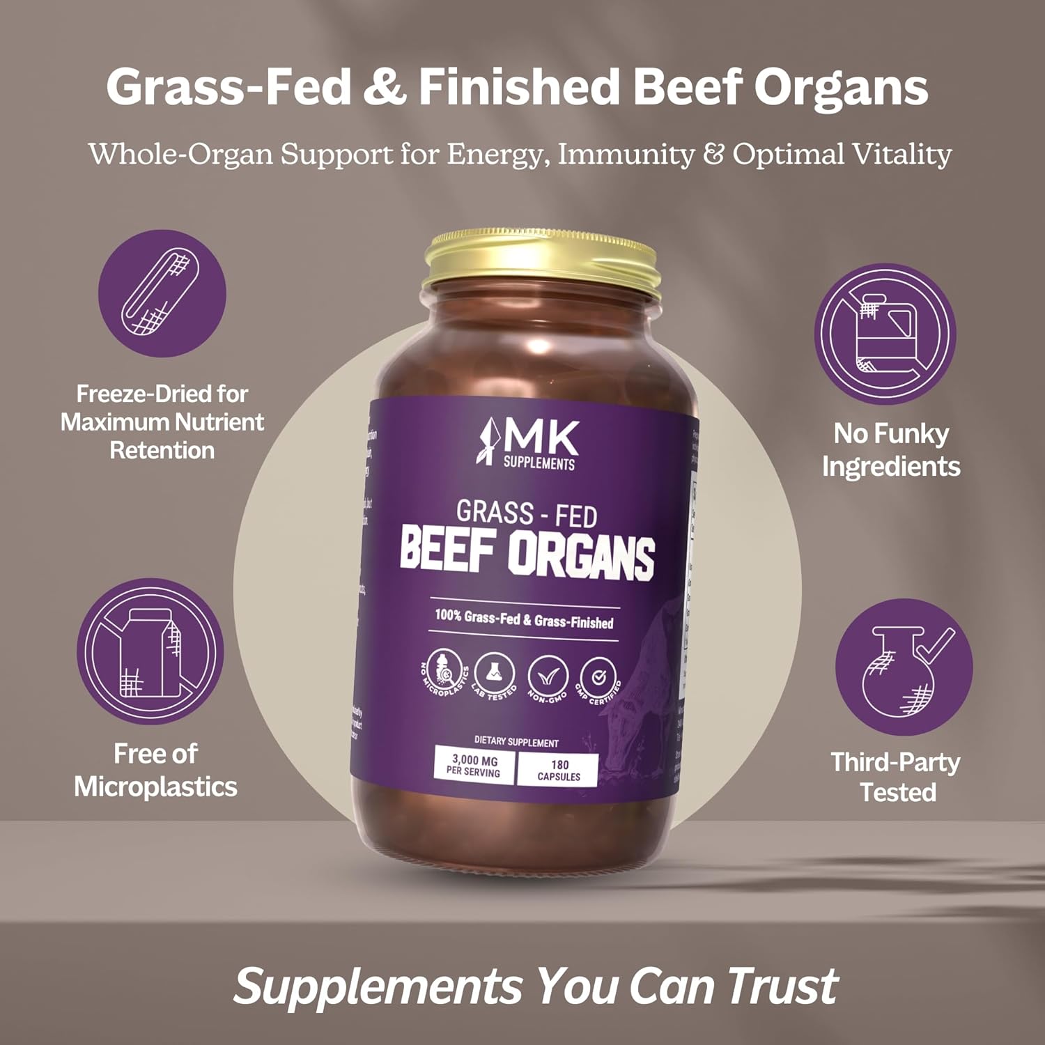 MK Supplements Grass-Fed Beef Organs - Nature's Ultimate Multivitamin ...