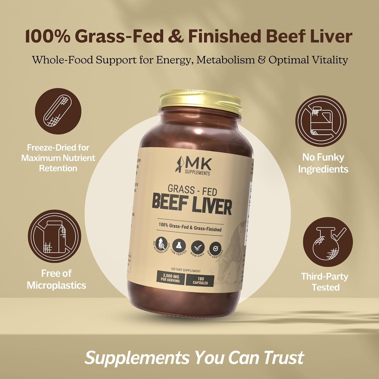 Boost Vitality with MK Supplements Grass-Fed Beef Liver Capsules ...